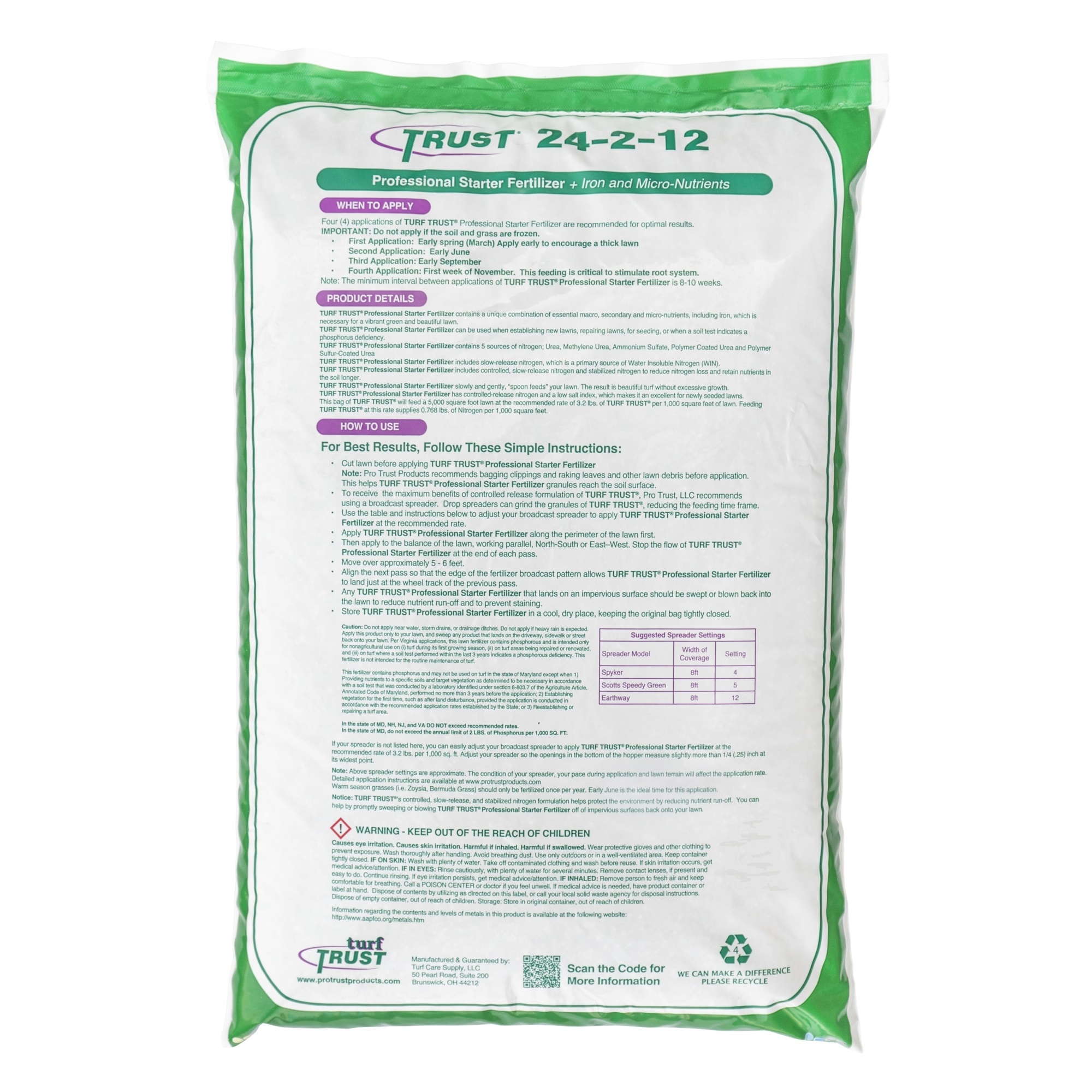 Pro Trust Turf Trust Professional Lawn Starter Fertilizer 24-2-12 (32 ...